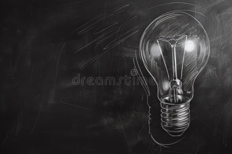 Ai Generative Draw a Light Bulb on the Blackboard Stock Illustration ...