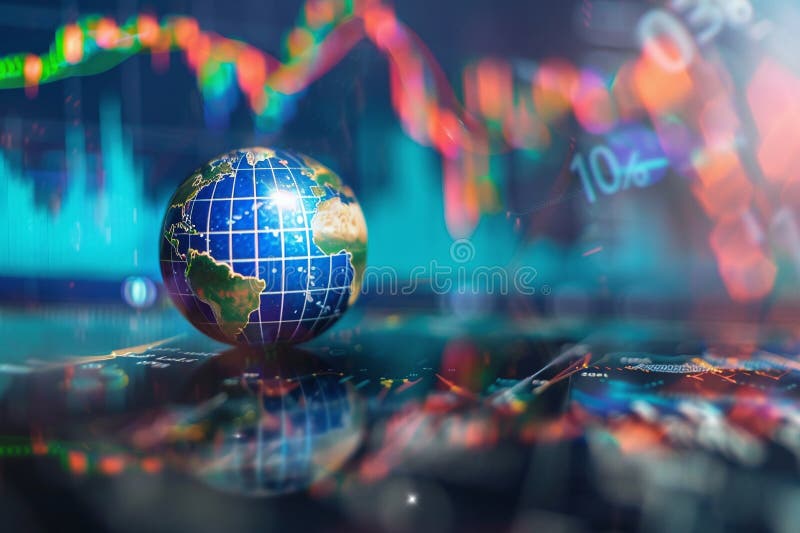 Ai Generative Earth Globe and Stock Market Chart Screen Stock ...