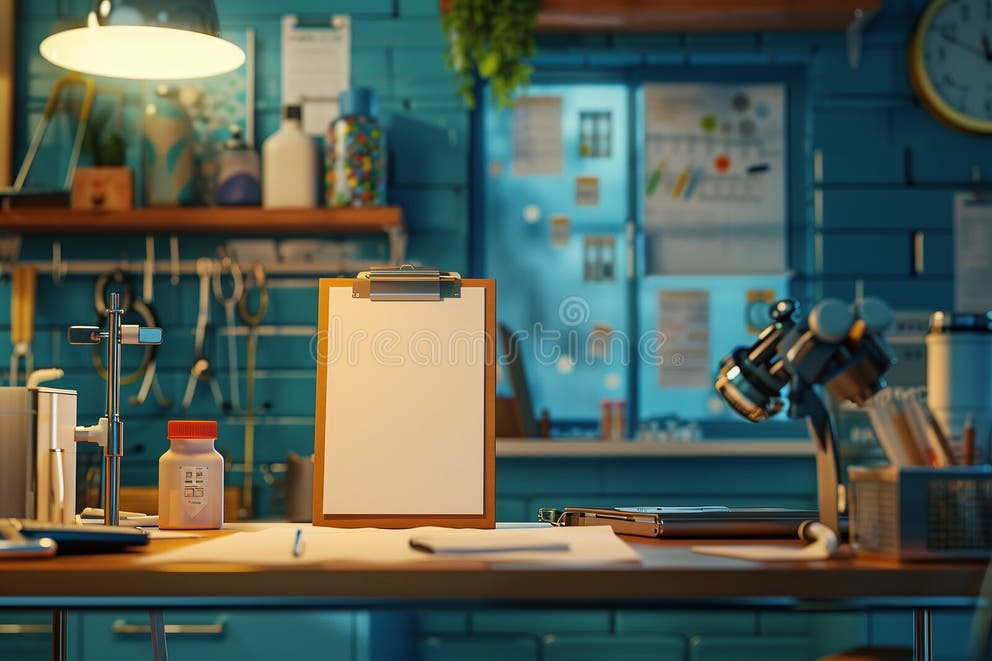 Ai Generative Empty Paper Board on the Study Table Stock Illustration ...