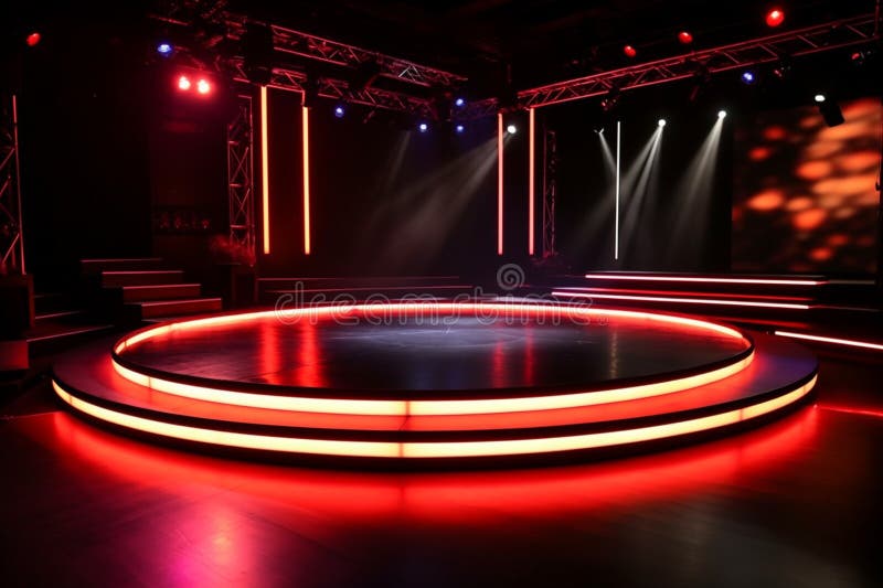 Ai Generative Empty Stage with Spotlights and Lighting Effect in the ...