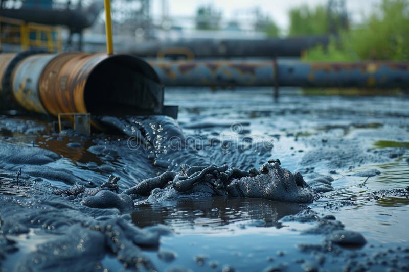 Ai Generative Factory Waste Discharge Pipe into the River Stock ...
