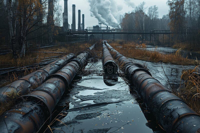 Ai Generative Factory Waste Discharge Pipe into the River Stock ...