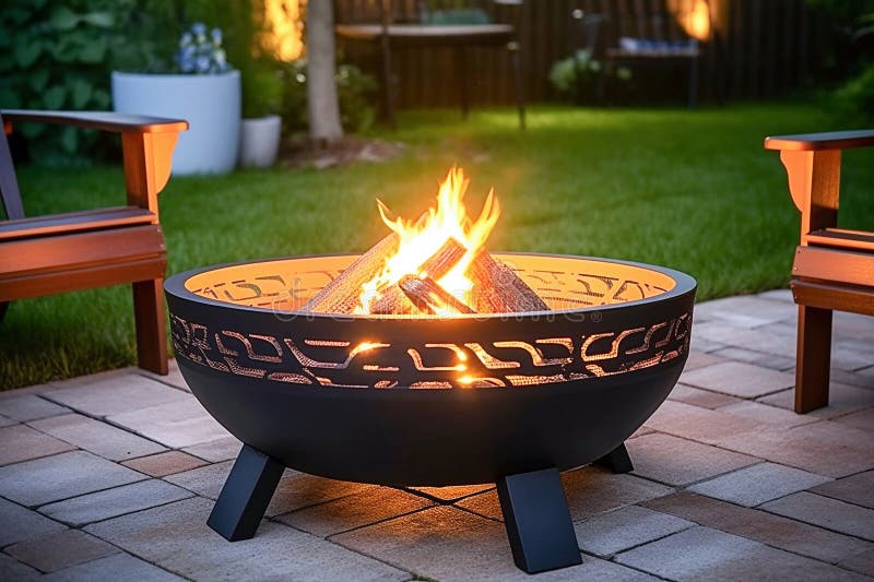 Ai Generative. Fire Pit and Burning Fire Stock Illustration ...