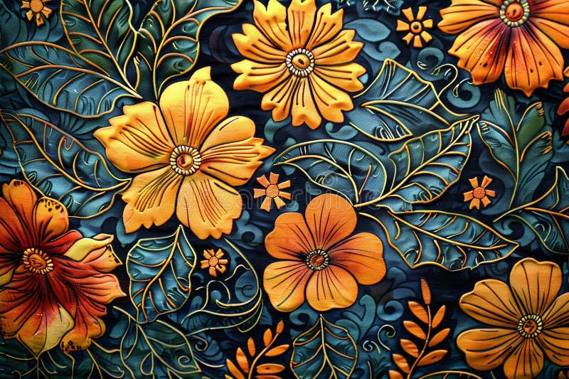 Ai Generative Flower Pattern Batik Stock Illustration - Illustration of ...