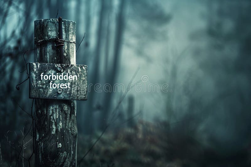 Ai Generative Forbidden Forest Sign in the Forest Stock Illustration ...
