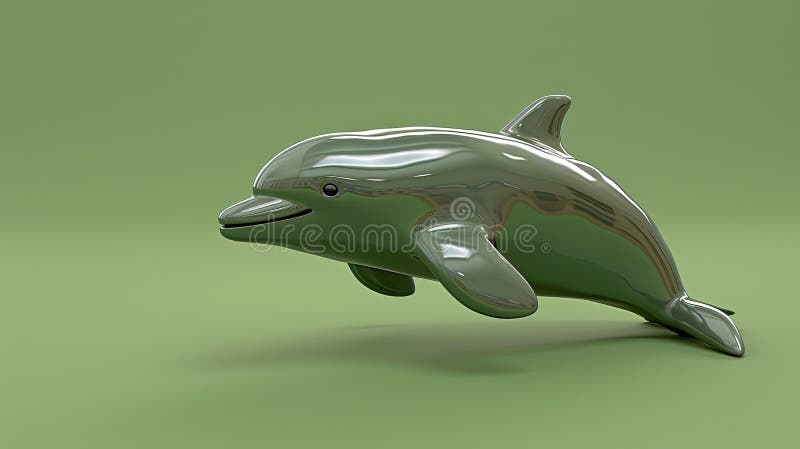 Glossy Dolphin Figure on Green Gradient. Stock Illustration ...