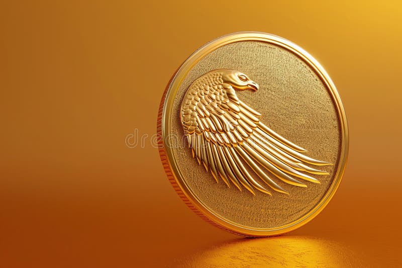 Ai Generative Gold Coin with Bird Symbol Stock Illustration ...