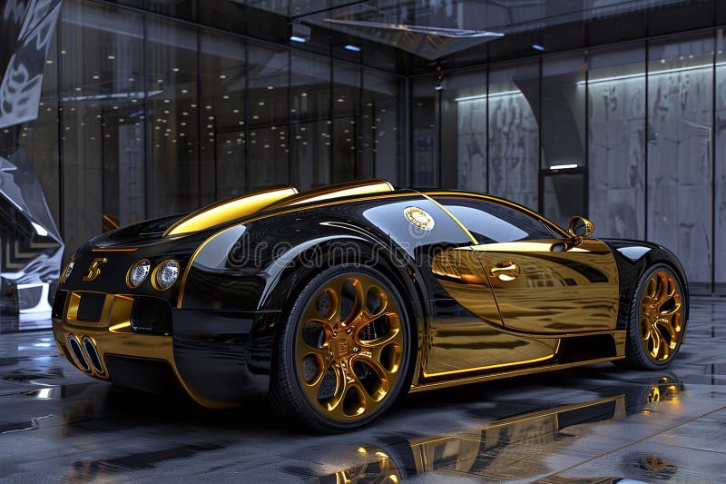 Ai Generative Gold Plated Luxury Car Stock Illustration - Illustration ...