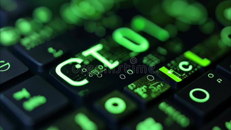 Green Binary Code Numbers Black Screen Abstract Matrix Background. AI ...