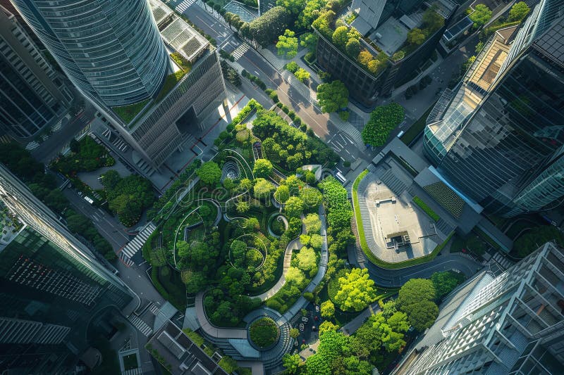 Ai Generative Green Open Space in the Middle of the City Stock Image ...