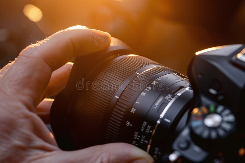 Ai Generative Hand Adjusting Camera Lens Stock Illustration ...