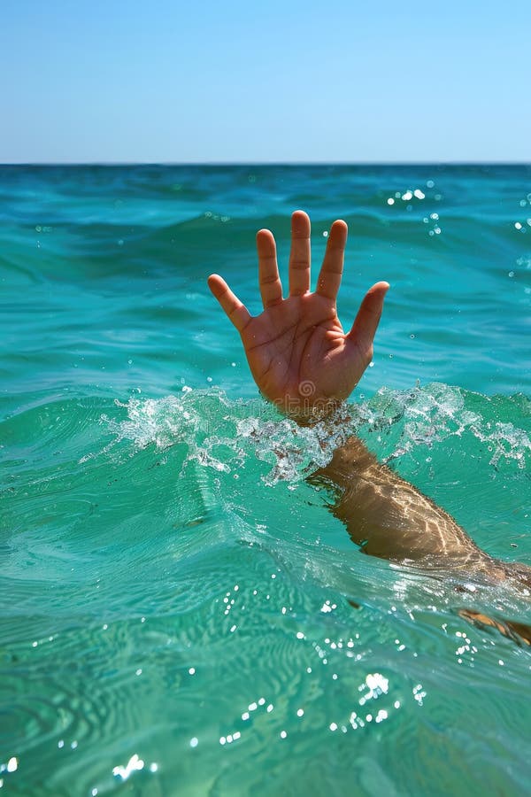 A Hand is in the Water, and it is Being Pulled Out of the Water Stock ...