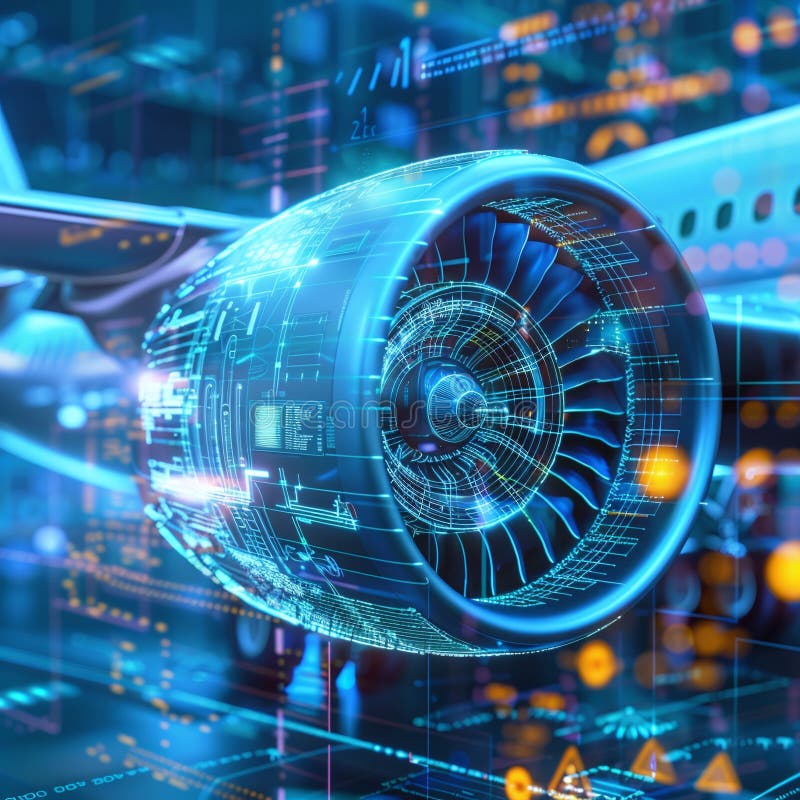 Ai Generative Hologram Image of Aircraft Turbine Components Stock ...