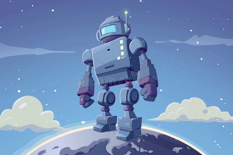 Ai Generative Humanoid Robot Cartoon Art Stock Illustration ...