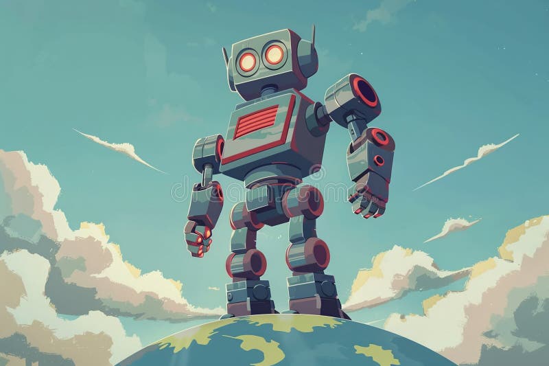 Ai Generative Humanoid Robot Cartoon Art Stock Illustration ...