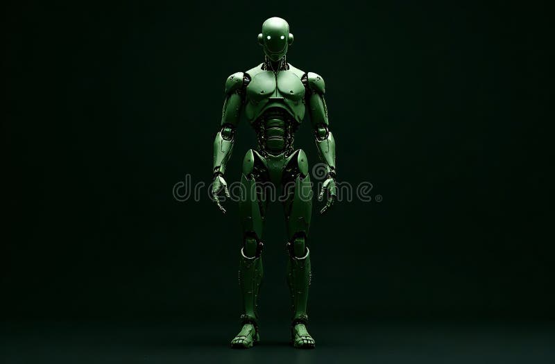 Humanoid Robot Stands in Full Height on Black Background. AI Generative ...