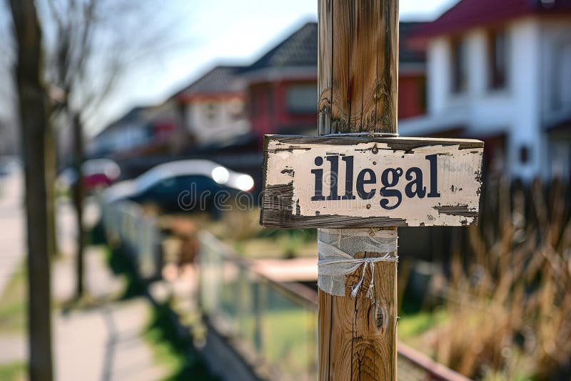 Ai Generative Illegal Sign in Front of the House Stock Photo - Image of ...