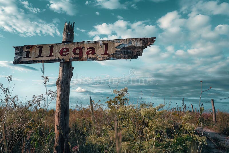 Ai Generative Illegal Sign on Vacant Land Stock Illustration ...