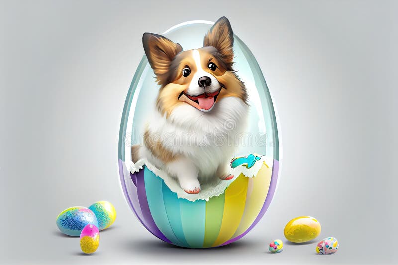 AI Generative Illustration of an Adorable Ginger and White Dog Sitting ...