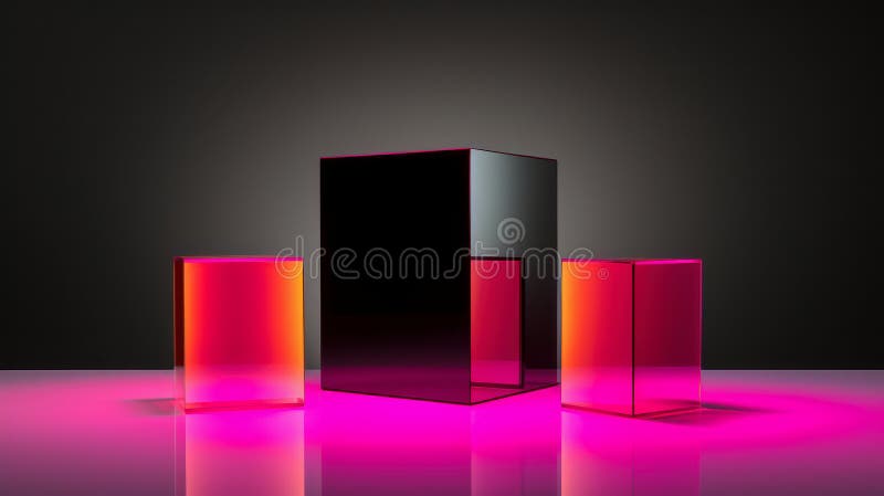 Illustration of a Black Square in the Middle Oft Two Pink Squares in Neon Bright Color Stock ...