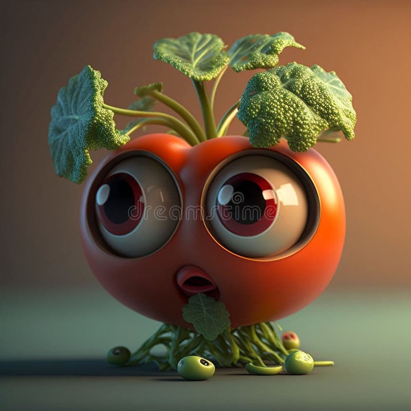Generative AI Tomato Cute Character- Stock Illustration - Illustration ...