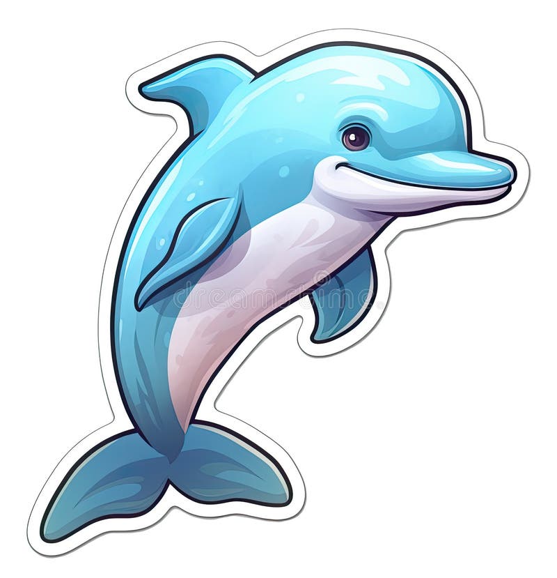 Cute dolphin sticker stock photo. Illustration of cute - 291398316