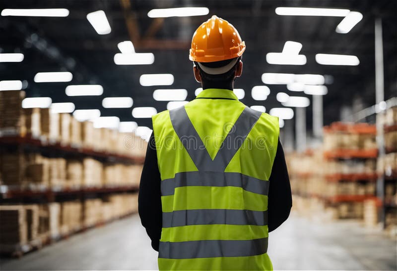 AI Generative Illustration Digital Art of a Worker in a Logistic ...