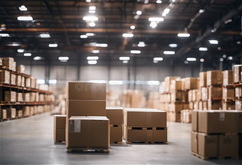 AI Generative Illustration Dof a Logistics Warehouse Stock Illustration ...