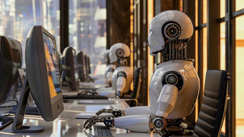 Illustration of High Tech Robots while Working Stock Photo - Image of ...