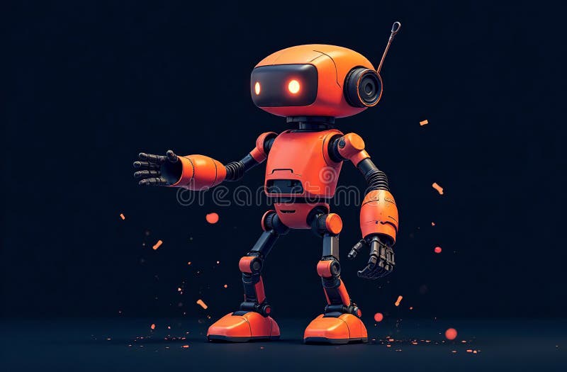 Illustration Humanoid Robot Full Body on Black Background Picture. AI ...