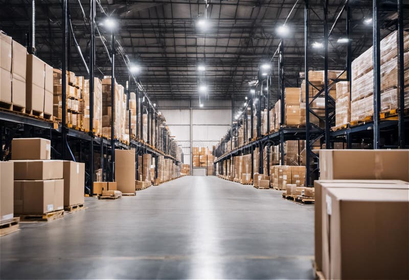 AI Generative Illustration of a Logistics Warehouse Stock Illustration ...