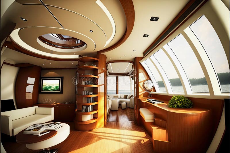 Ai Generative Illustration of a Luxury Boat Interior Stock Illustration ...