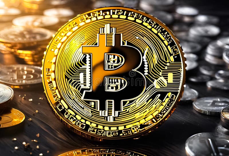 AI Generate Illustration of a Physical Looking Bitcoin Coin Stock ...