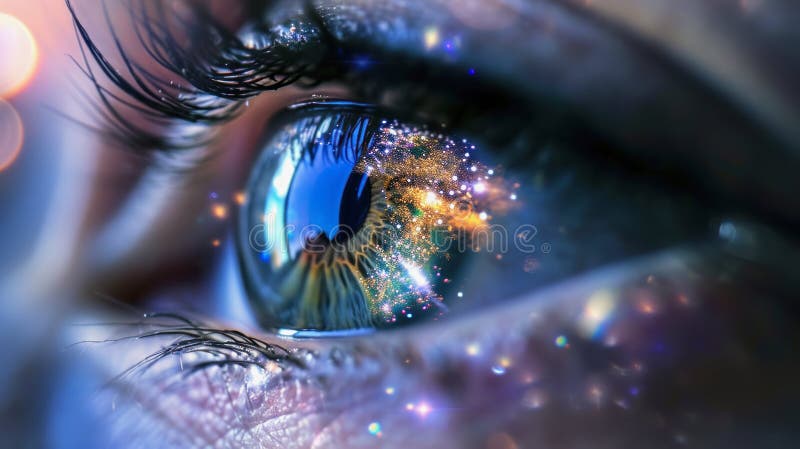 Illustration of a Universe Reflection in Eye Close Up Stock Photo ...