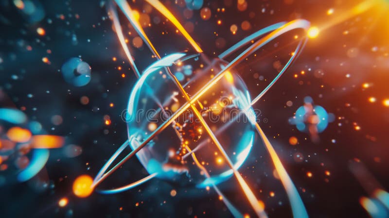 Illustration of an Atom Structure in Blue and Orange Color Stock Photo ...