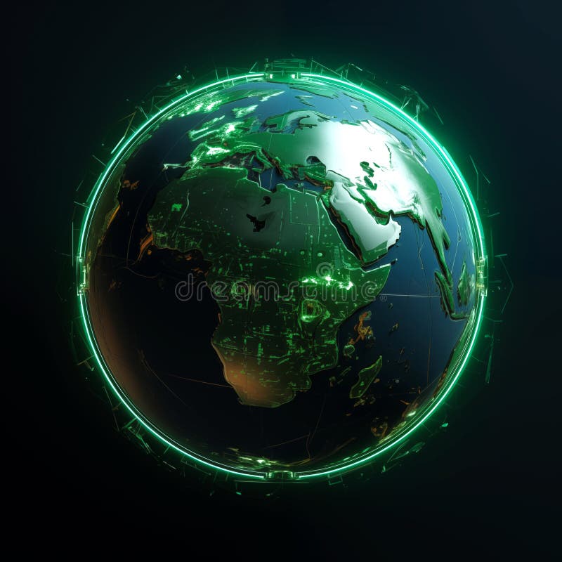Futuristic Glow Earth Globe Stock Illustration - Illustration of ...