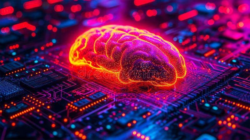 Futuristic Microchip brain stock illustration. Illustration of ...