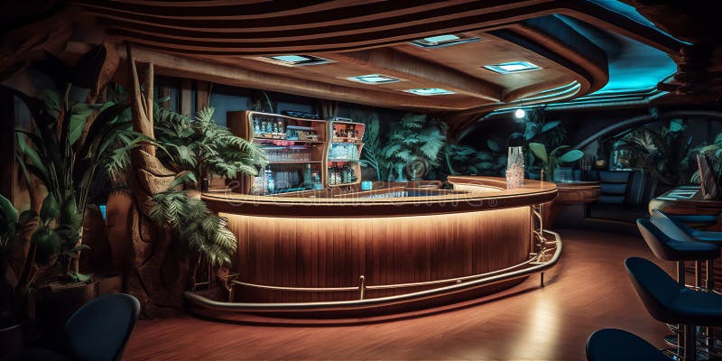 AI Generative Image of Interior of Themed Tiki Bar with Its Polynesian ...