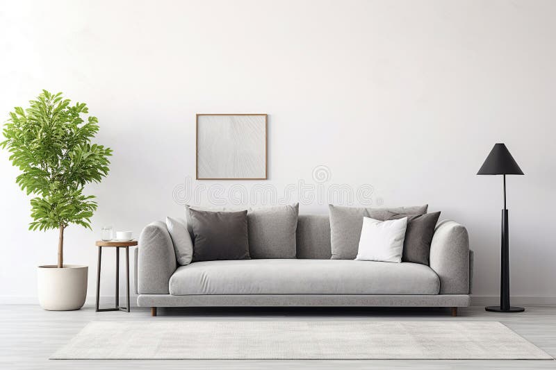 Ai Generative. Living Room Interior with Copy Space Stock Illustration ...