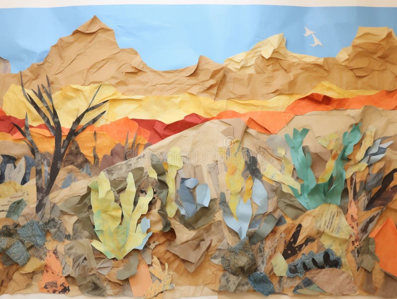 A Desert Landscape with Torn Paper8 Stock Illustration - Illustration ...