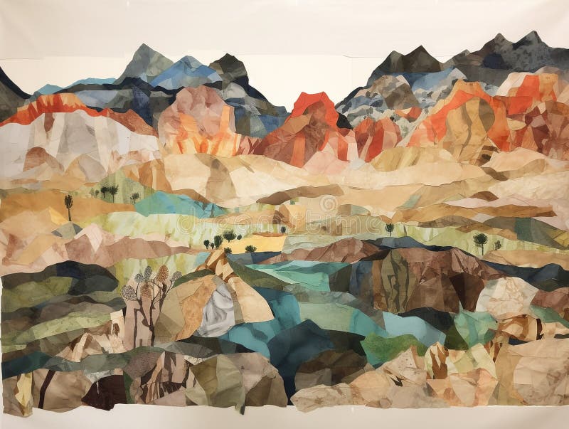A Desert Landscape with Torn Paper8 Stock Illustration - Illustration ...