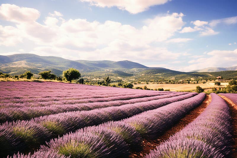 Ai Generative. Provence Landscape with Lavender Fields Stock ...