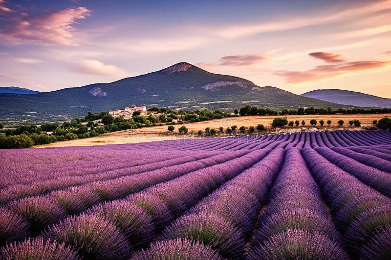 Ai Generative. Provence Landscape with Lavender Fields Stock ...