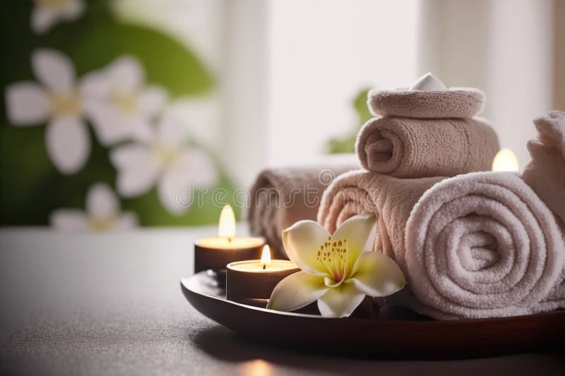 AI Generative Image, Spa Accessory Composition Set in Spa Hotel ...