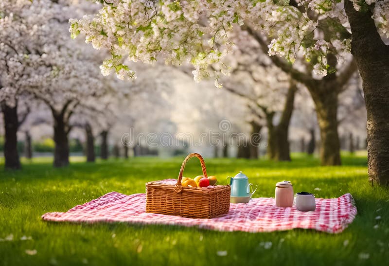 AI Generative Image of a Spring Picnic Stock Image - Image of lunch ...