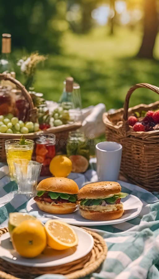AI Generative Image of a Spring Picnic Stock Image - Image of lunch ...