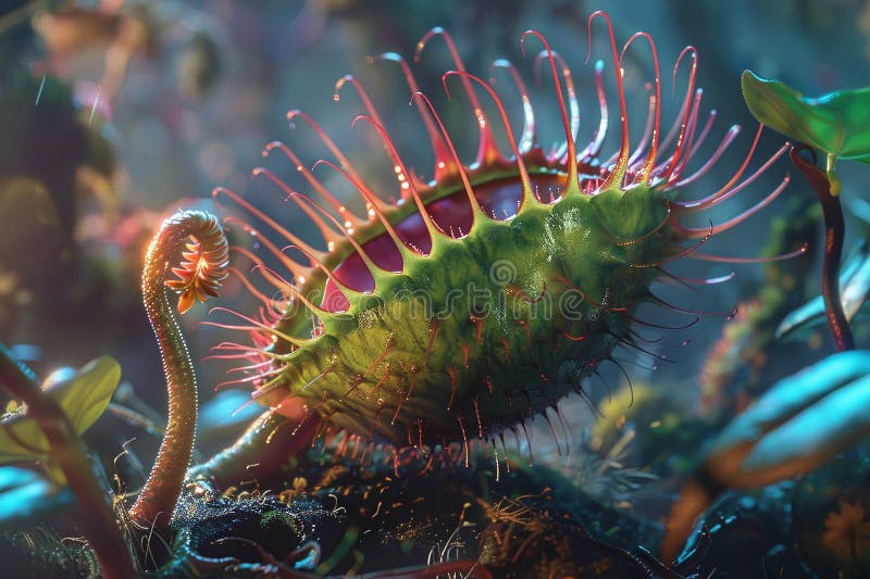 Ai Generative Insect Eating Plants Close Up Stock Photo - Image of ...