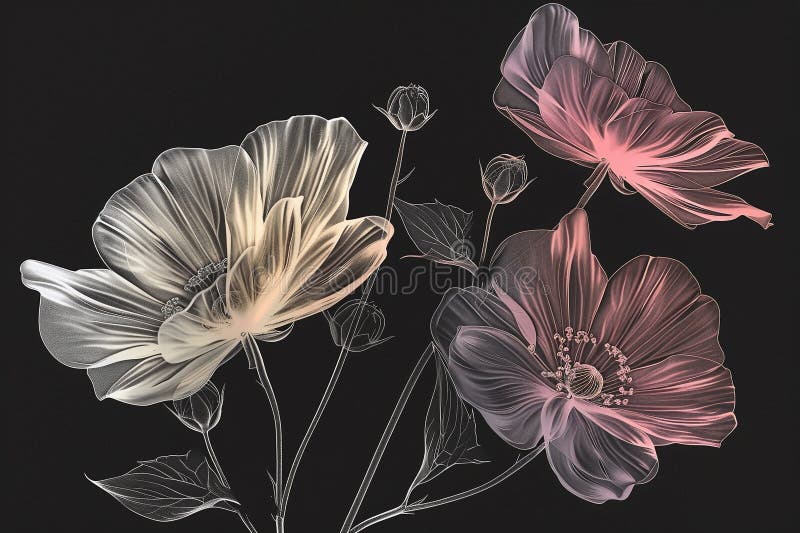Ai Generative Inverted Color Flower Art Stock Illustration ...