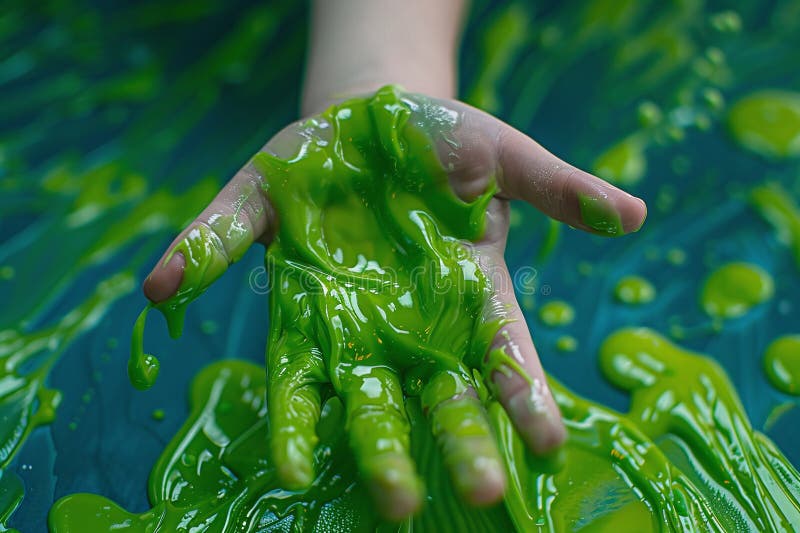Ai Generative Kid Hand Covered in Slime Stock Illustration ...