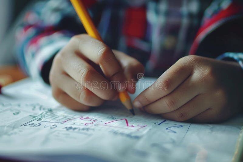 Ai Generative Kid Writes Math Formula in Book Stock Illustration ...